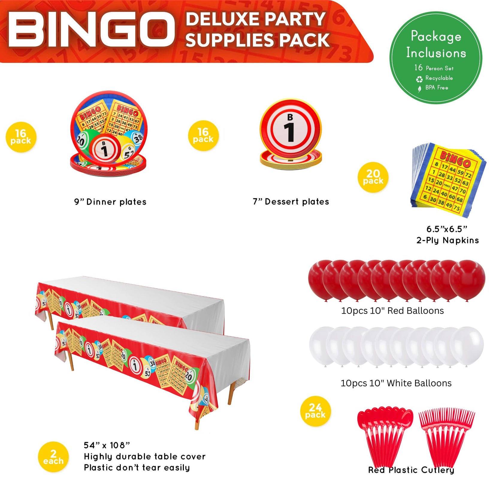 Bingo Deluxe Party Packs (For 16 Party Guests) – Discount Party Supplies